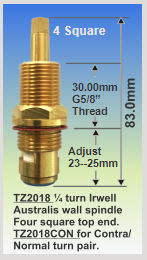 Easytap TZ2018 1/4 Turn Irwell Australis Wall Spindles - Buy Online