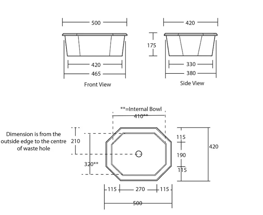 Imperial Astoria Deco Inset Vanity Basin - Sydney