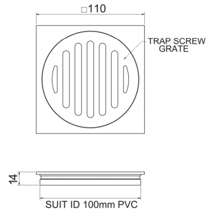 STB Classic Square 100mm Floor Waste - Polished Brass