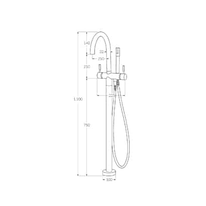Sussex Voda Floormount Bath Mixer with Handheld Handshower - Buy