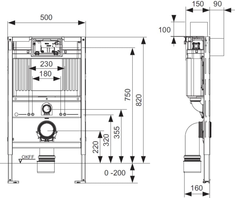 Tece 820mm Low Level In-wall Toilet Cistern and Frame - Buy Tece Online