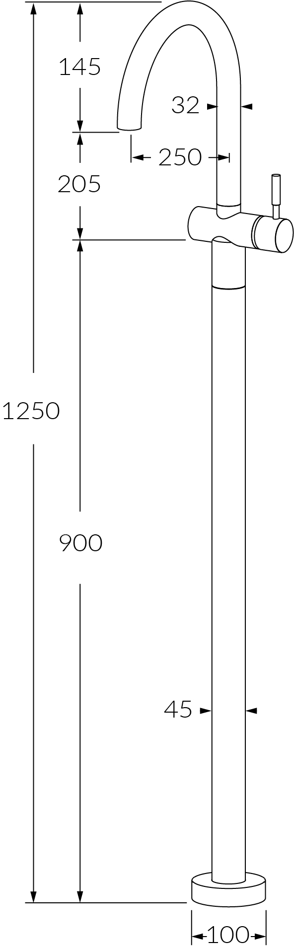 Sussex Voda Floormount Basin Mixer Curved - Buy Online