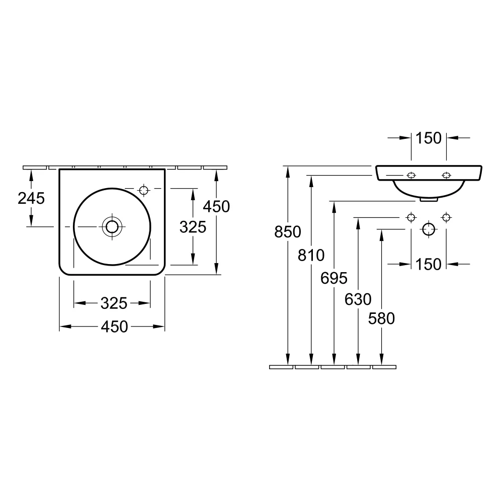 Villeroy & Boch Joyce 450 Wall Basin - Buy Villeroy & Boch Basins