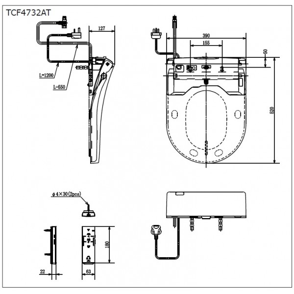 TOTO Washlet Toilet Seat Remote Control (D-Shaped Seat) - Sydney