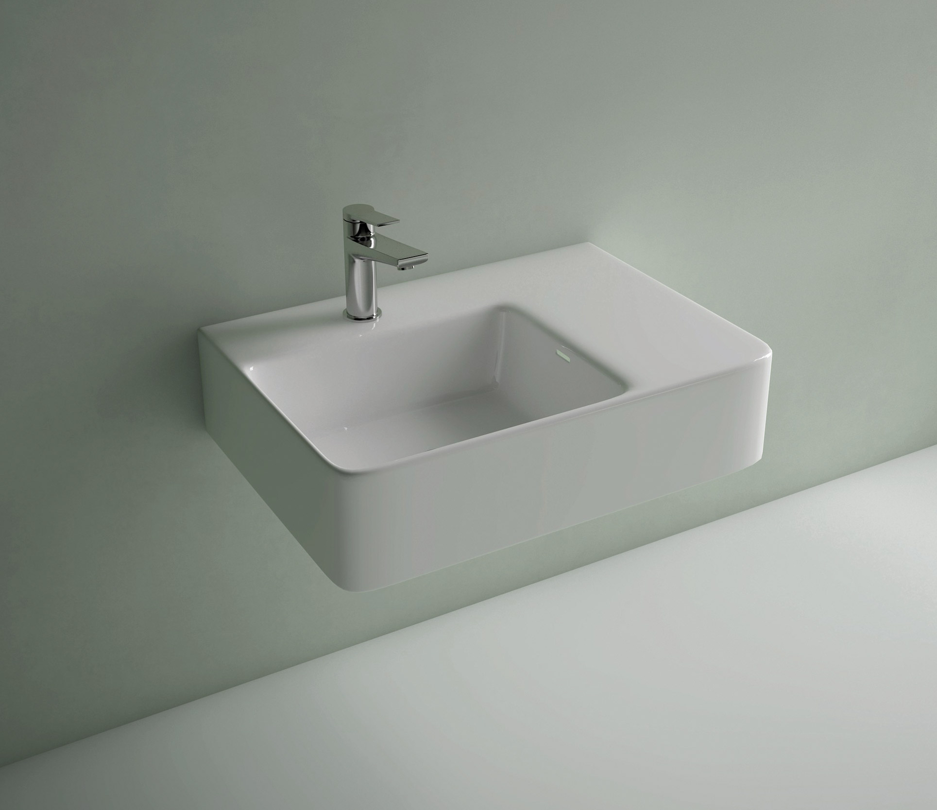 Studio Bagno Edge Mk2 Square Left Wall Basin - No Tap Hole