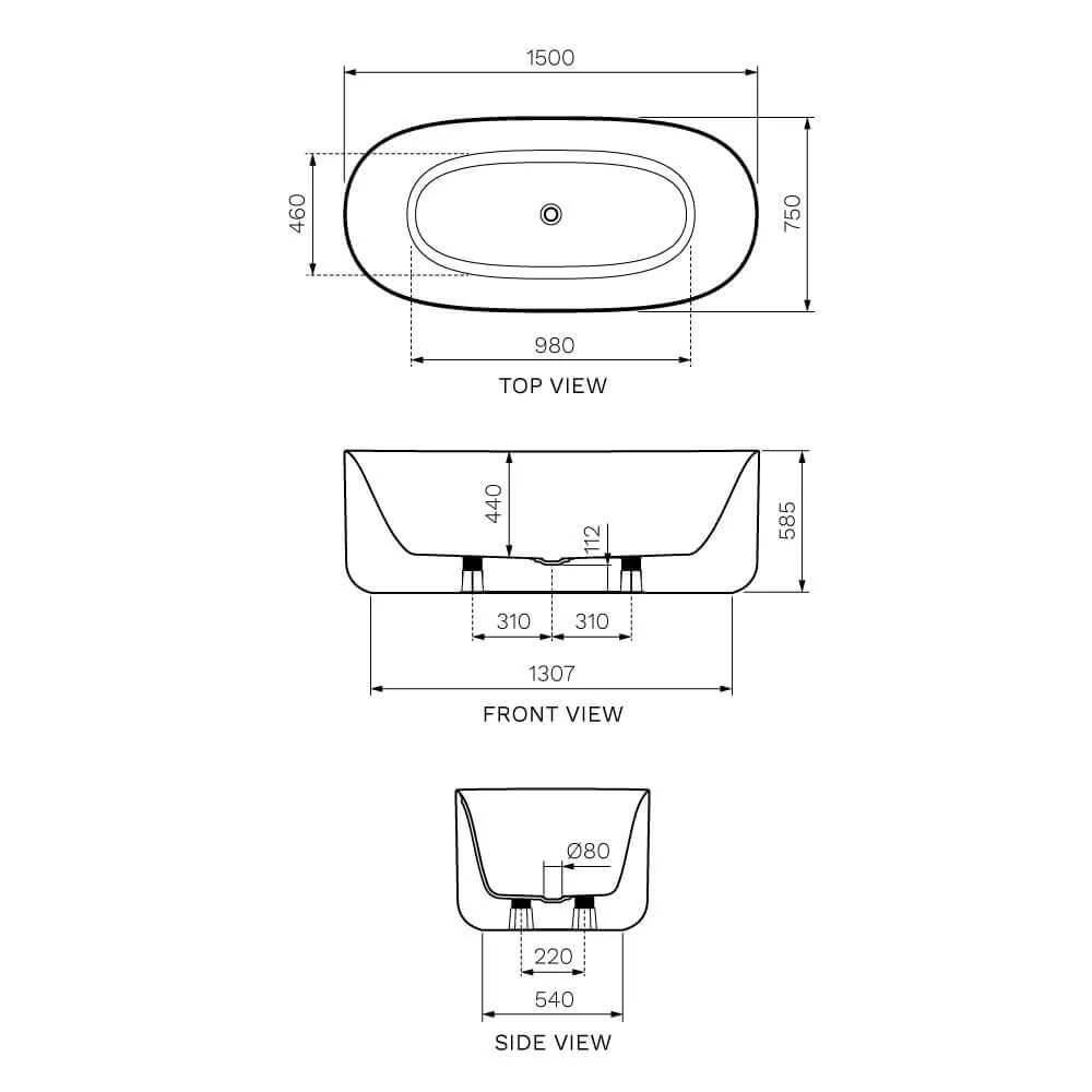 Parisi Float 1500 Freestanding Bath - Sydney Tap and Bathroomware
