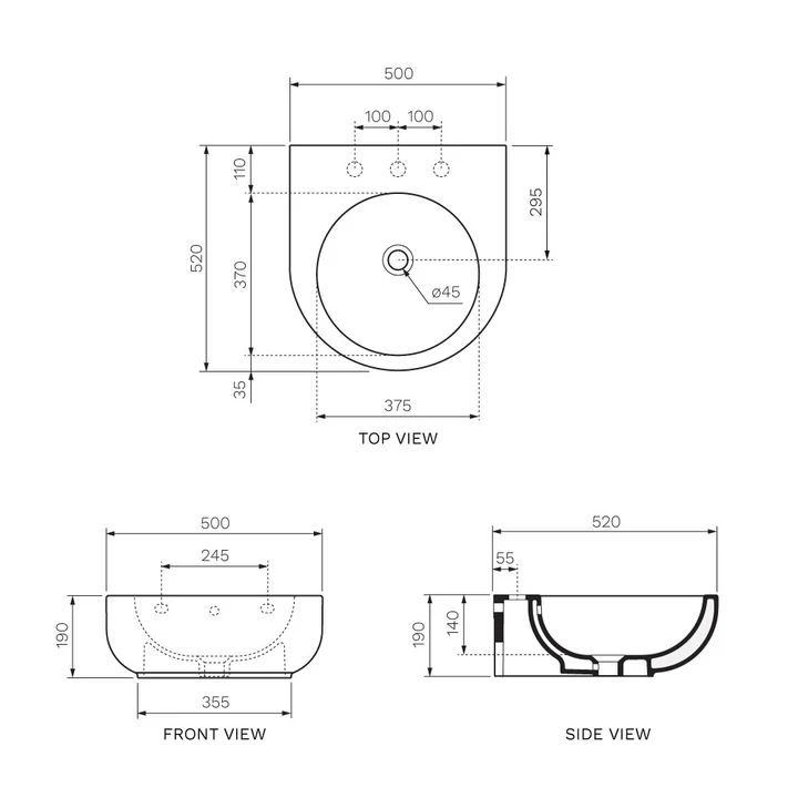 Parisi Pass 50 Wall Basin - Sydney Tap and Bathroomware