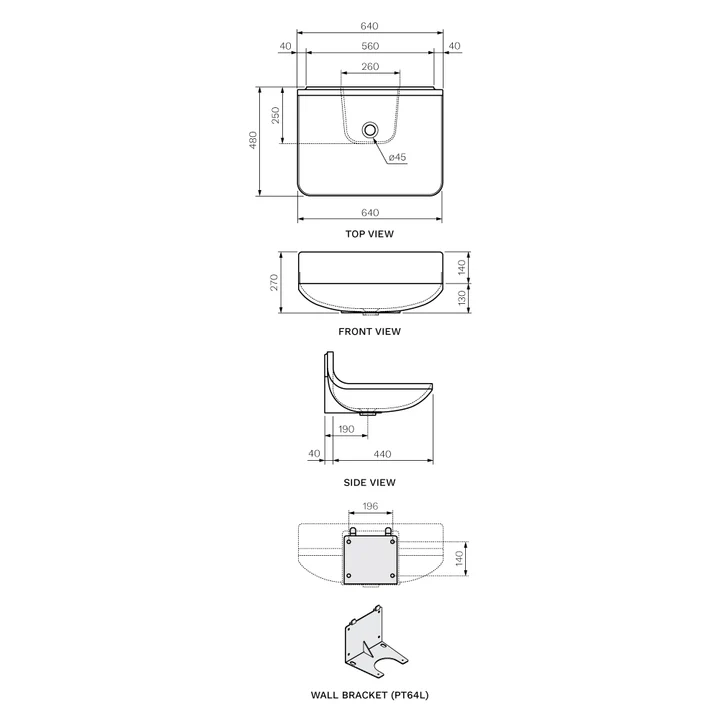 Parisi Plate 64 Wall Basin - Sydney Tap and Bathroomware