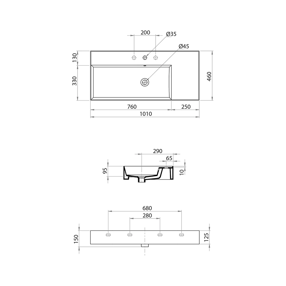 Twenty 100 Left Bowl Bench Basin - Sydney Tap and Bathroomware