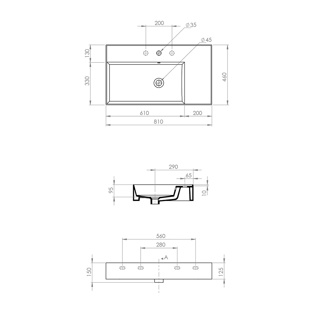 Twenty 80 Left Bowl Bench Basin - Sydney Tap and Bathroomware