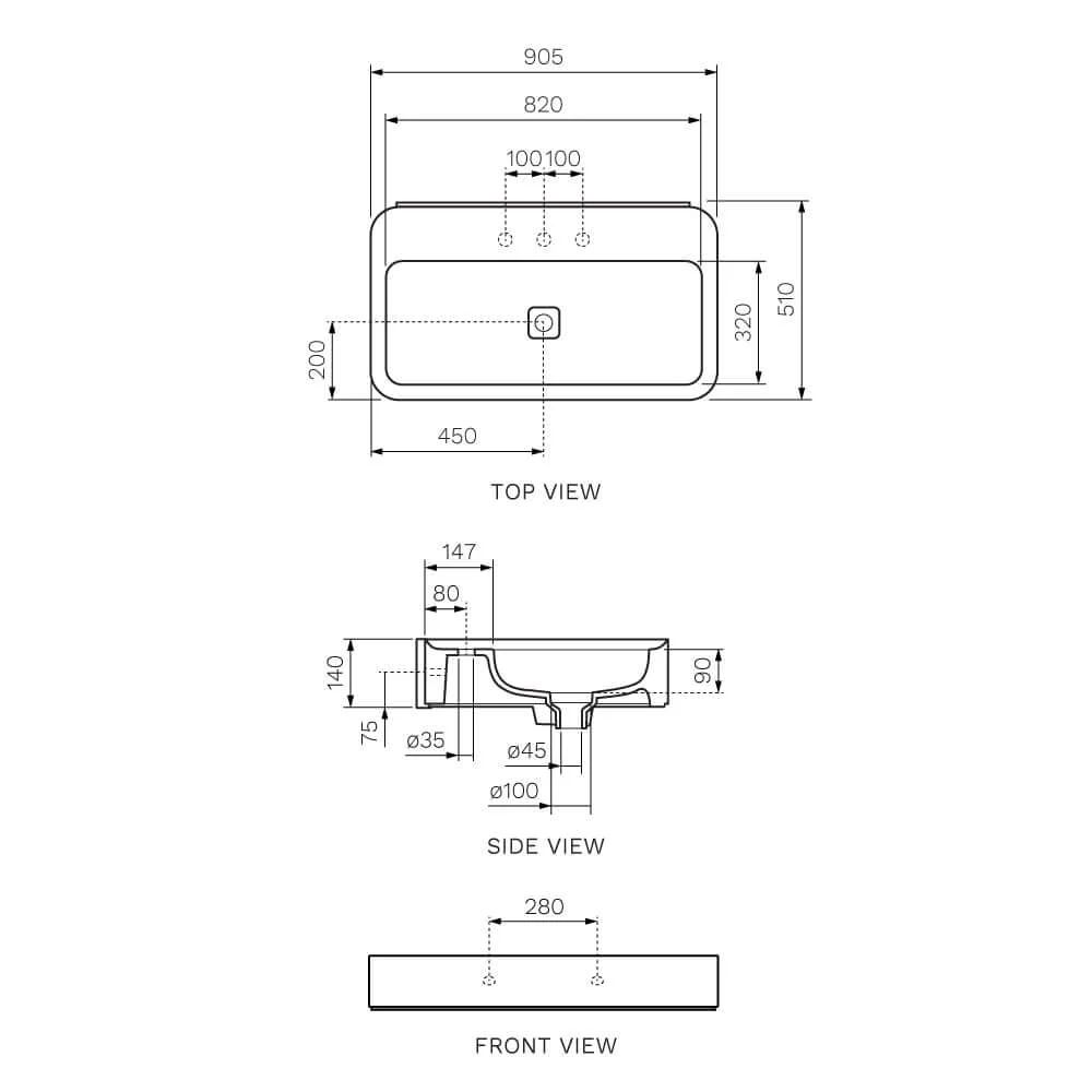 Parisi Cameo 900 x 500 Wall Mounted Basin - Buy Parisi Cameo Basins