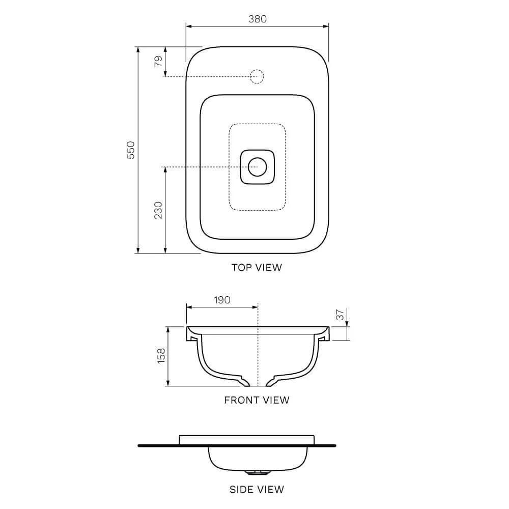 Parisi Cameo 550 x 380 Inset Basin Only - Buy Parisi Cameo Basins