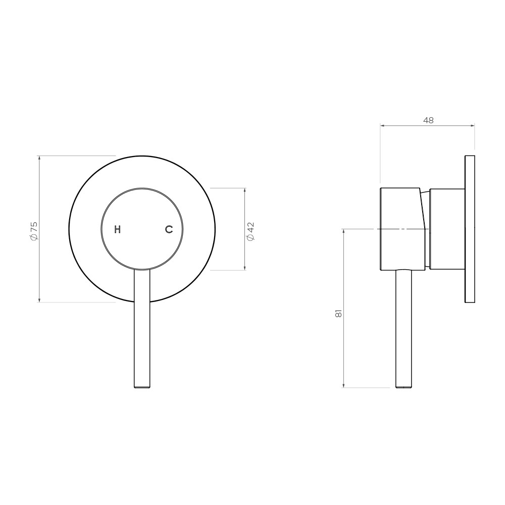 Axus Pin shower or bath mixer (pin down) - Sydney Tap and Bathroomware